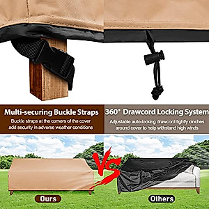 QH.HOME Outdoor Patio Couch Cover Waterproof 900D Heavy Duty Strong Tear Resistance - 3 Seater Outdoor Bench Sofa Cover UV Resistant Fade, Lawn Patio Furniture Covers with Air Vent 78"W x 42"D x 32"H