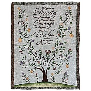EZ.enjoy God Grant Me The Serenity Prayer Woven Tapestry Throw Blanket with Fringe 50 X 60 Inches