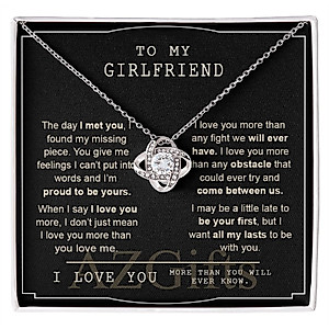 AZGifts To My Girlfriend Love Knot Necklace Jewelry For Girlfriend Gift For Girlfriend On Birthday Anniversary With Message Card Gift And Box For Mom, To My Boyfriend Mom, My Girlfriend Mom