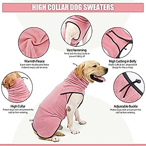 HEYWEAN Dog Fleece Sweater Soft Thickening Warm Pet Shirt Winter Dog Coat Pullover Design and Sleeveless Cloth for Puppy (Pink, S)