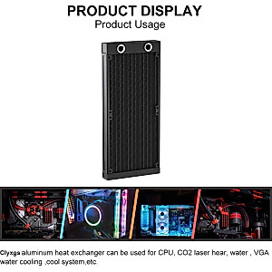 CLYXGS Water Cooling Radiator, 12 Pipe G1/4 Thread Heat Row Radiator 12 Pipe Aluminum Heat Exchanger Radiator for PC CPU Computer Water Cool System 240mm Black