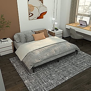 LUKIROYAL Sturdy Low Bed Frame King- Metal 7-Inch Platform Base with Steel Slats - Easy Assembly, Noise-Free, No Box Spring Needed - Non-Slip - Black