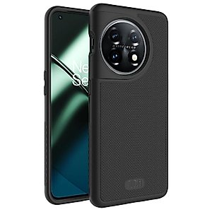 TUDIA DualShield Grip Designed for OnePlus 11 Case 5G (2023), [MergeGrip] Dual Layer Shockproof Slim Military Grade Non-Slip Tough Heavy Duty Protective Phone Case Cover - Matte Black