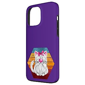 iPhone 13 Pro Max Cute White Cat Graphic For Cat Grandma Vintage Kitten Purple Case