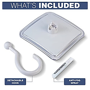 MIRRORVANA Hangable Fogless Shower Mirror for Shaving with 360° Swivel Hook for Hanging - Anti Fog Shatterproof 6.3" x 6.3" Surface