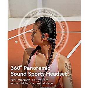 Bone Conduction Headphones Wireless Open Ear Headphones Bluetooth Earbuds with IP67 Waterproof Workout Headphones Built-in Mic Sport Air Conduction Headphones for Running Cycling (Black)