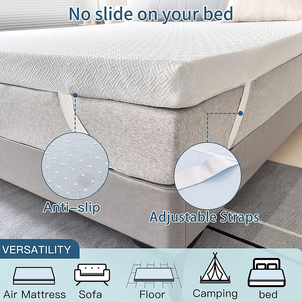 Airensky 2 Inch Memory Foam Mattress Topper,Cooling Gel Infused High Density Twin(39"x75") Topper with Removable Skin-Friendly Cover,Bed Topper for Pressure Relief Back Pain, CertiPUR-US Certified