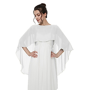 Pukguro Sheer Shawls and Wraps for Evening Dresses Chiffon Capes for Women Soft Wedding Cover Up White