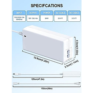 18V 54W Power Adapter Charger Replacement for Cricut Explore Air 2,Cricut Maker（White）