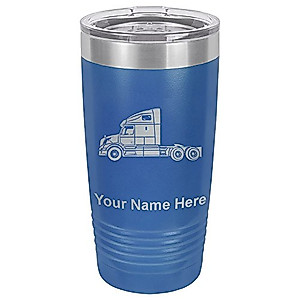 LaserGram 20oz Vacuum Insulated Tumbler Mug, Truck Cab, Personalized Engraving Included (Dark Blue)
