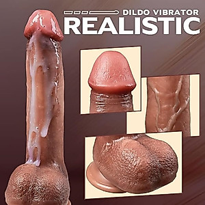 Realistic Vibrating Dildo with Heating Insertion and Swivel Functions G-Spot Stimulator Thick Dildo Penis with Strong Suction Cups Silicone Dildo for Anal Vagina Insertion Dildo Vibrator Sex Toys