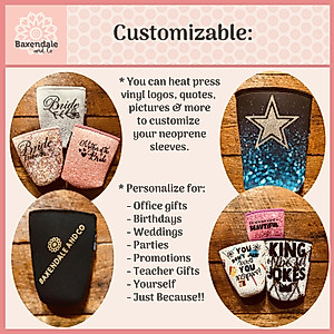 Baxendale Iced Coffee Sleeve for Cold Drink Cups - 2 Pack Neoprene Iced Coffee Sleeve Cup Sleeves for Cold Drinks, Reusable Compatible with Starbucks Dunkin - Large 32oz (Peach & Mint Textured)