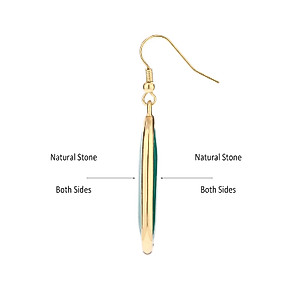 BaubleStar Natural Crystal Healing Stone Drop Earrings Green Opal Jasper Gemstone Quartz Oval Dangle Gold Fashion Jewelry for Women