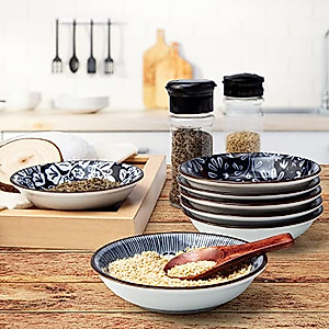 Eisinly Dipping Bowls, Soy Sauce Dish Ceramic, 3 OZ Small Serving Bowls for Side Dishes Vintage Blue Stylish Design, Set of 6 Mini Appetizer Plates for Condiment Sushi Ketchup BBQ Party, 4 Inch