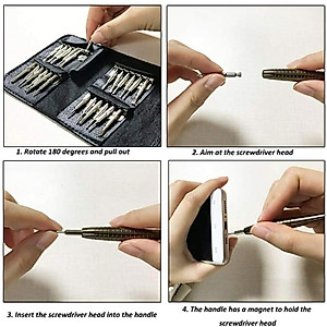 Jstcmadby 25pcs Mini Screwdriver Set Hand Tool Repair Kit for Eyeglasses Laptop Watch