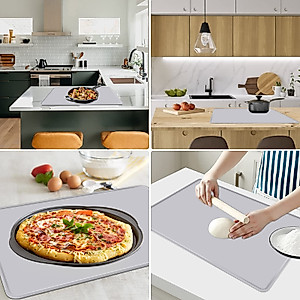 Gartful Silicone Mat for Kitchen Counter, 28" x 20" x 0.06" Thick Placemat - 0.2" Raised Edge, Extra Large Silicone Sheet with Lip, Counter Table Protector, Heat-Resistant Pad, Nonstick, Light Gray