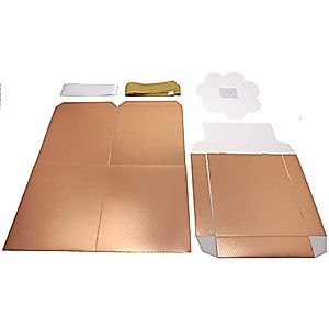 Chloe Elizabeth Premium Large Centerpiece Textured Paper Gift, Favor, and Envelope Box - 6 x 6 x 6 Inch - Includes Paper Bow & Self Adhesive Ribbons (1-Pack, Rose Gold Satin Metallic)