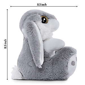 Nleio Bunny Rabbit Stuffed Animal, 8.5" Bunny Plush with Floppy Ears, Huggable & Washable, Baby Stuffed Animals Plush Toy for Girls Boys Kids Friends Easter Birthday Gifts (Gray)