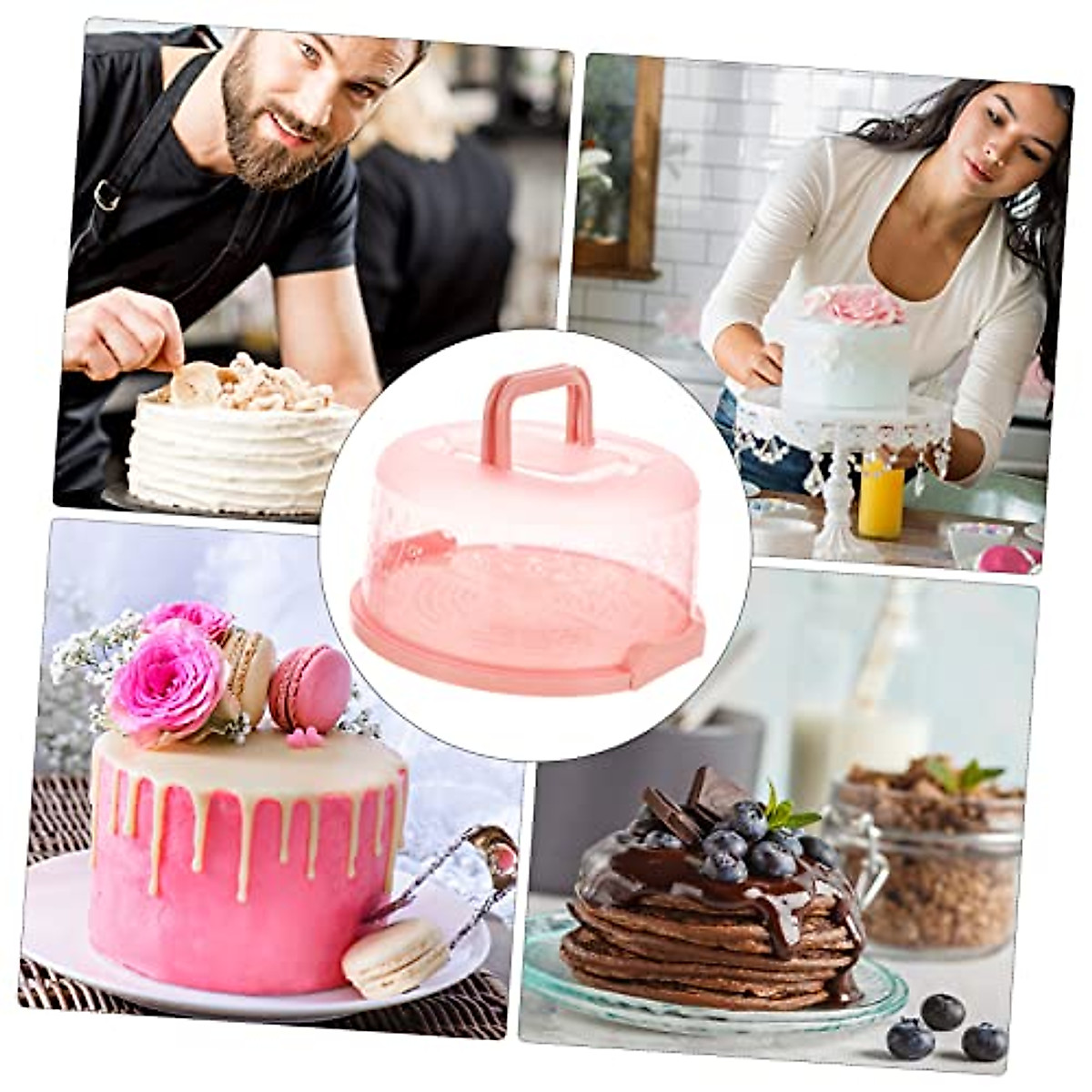 SOLUSTRE 1pc Cake Box Plastic Pallet Mini Server Round Cake Carrier Cake Serving Tray Cake Turntable Cupcake Carrier Box Round Storage Container Food Packaging Boxes Buckle Cake Packing Box