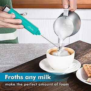 Venigo Handheld Milk Frother, Battery Operated Electric Foam Maker for Drink Mixer, Perfect for Bulletproof Coffee, Matcha, Cappuccino And Hot Chocolate (Green)