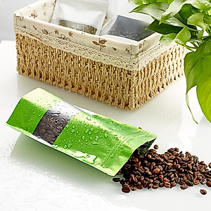 TOCKONIMN Stand-up Pouch Smell-Proof Edible Bag Packaging for Food-Storage 100 Pack Resealable Containers for Candy Products Heat Sealable Ziplock Bags with Clear Window (5.5"x7.8", green)