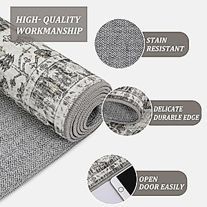 Zacoo 9x12 Rug for Living Room Washable Rugs Rug for Bedroom Vintage Rug Non Slip Carpet Tribal Throw Rugs Large Area Rug Stain Resistant Office Rug Classroom Rug 9'x12' Grey