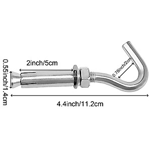 ZOENHOU 30 PCS M10 Concrete Wall Hook Expansion Bolts, Heavy Duty 304 Stainless Steel Open Cup Hook Expansion Anchor Bolts, Smooth Expansion Screw Hook for Wall Concrete