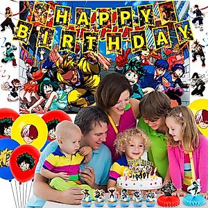 53Pcs Kids Birthday Party Supplies Decorations Include 1Pc 5*3FT Backdrop, 1Pc Banner, 6Pcs Hanging Swirls, 1Pc Cake Topper, 24Pcs Cupcake Toppers, 2Pcs Honeycomb Centerpieces, 18Pcs Latex Balloons