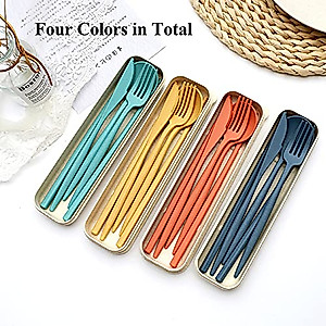 Plastic Travel Utensils, 4 Sets Plastic Spoons and Forks Set Plastic Silverware, Portable Reusable Utensils Set with Case for Lunch Box, Picnic, Travel, Camping