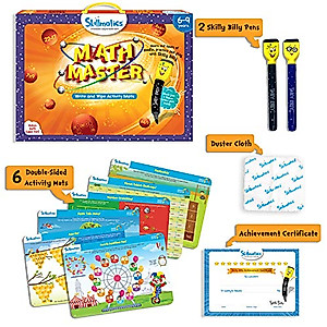 Skillmatics Educational Game : Math Master | Reusable Activity Mats with 2 Dry Erase Markers | Gifts & Learning Tools for Ages 6-9
