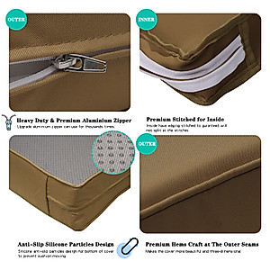 ClawsCover 12Pack Outdoor Seat and Back Cushions Replacement Covers Fit for 6Pieces 5-Seater Wicker Rattan Patio Furniture Conversation Set Sectional Couch Chairs,Taupe-Include Cover Only