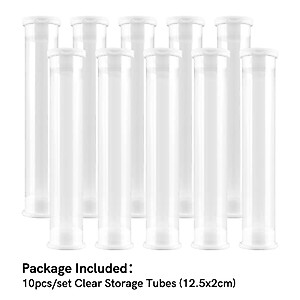 10 PCS Clear Plastic Tube Bead Containers,Transparent Plastic Empty Storage Tube Bead Container Set Organizer Boxes with Lid Test Bottles Clear Embellishment Storage Tubes for Crafts Storage Projects