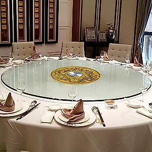 Yesbon Tempered Glass Lazy Susan Round Dining Table Turntable Heavy Duty Rotating Tray Large Tabletop Serving Plate High Load Capacity Transform Your Dining Experience,85cm