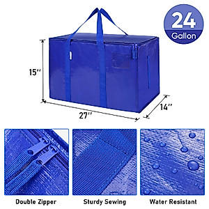 TICONN 4 Pack Extra Large Moving Bags with Zippers & Carrying Handles, Heavy-Duty Storage Tote Moving Boxes for Space Saving