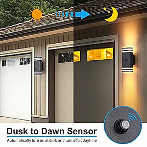 DAKAFUL 2 Pack Dusk to Dawn Sensor Wall Lights, Integrated LED Wall Sconce, 10W 2700K Aluminum Outdoor Lighting, Modern Exterior Light Fixture for Porch Patio Garage