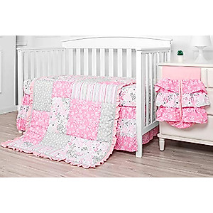KIDDOS 3-Piece Baby Crib Bedding Set for Girls| Luxury Microfiber |Baby Crib Bedding Sets Include Comforter, Crib Sheet and Bed Skirt |Pink Dream