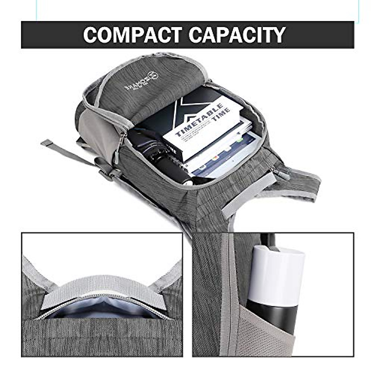 ZOMAKE Ultra Lightweight Packable Backpack 18L - Small Foldable Hiking Backpacks Water Resistant Folding Daypack for Travel(Black)