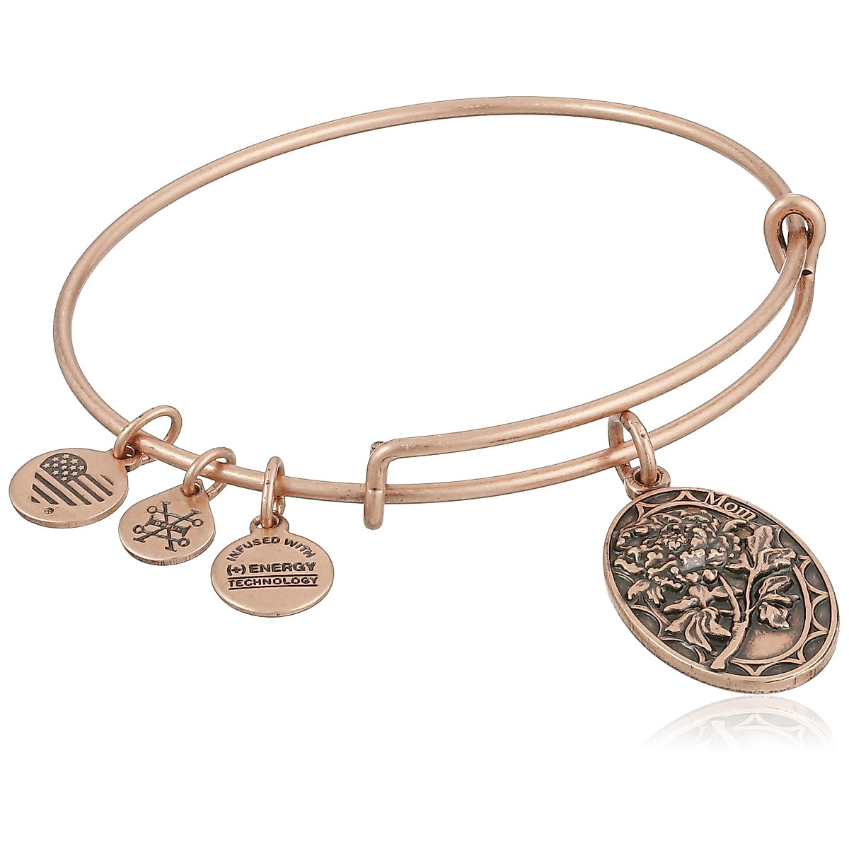 Alex and Ani Because I love you, Mom II Expandable Rafaelian Rose Gold Finish Bangle Bracelet
