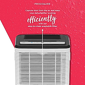 Frigidaire FFAP5033W1 Dehumidifier, High Humidity 50 Pint Capacity with Built-In Pump and a Easy-to-Clean Washable Filter, in White