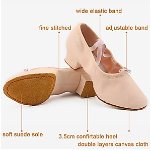Women's Latin Dance Shoes Kids Canvas Ballroom Character Dance Teaching Shoes Natural 8.5 M US Women