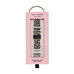 Kate Spade New York Silicone Band for 38/40/41mm Apple Watch Series 1-6, Color: Leopard, Silver (Model: KSS0022)