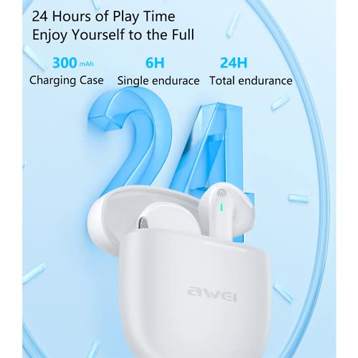 AWEI T26 Pro Earbuds Wireless Bluetooth, Bluetooth 5.3 Noise Cancelling Headphones True Wireless IPX6 Waterproof Stereo in-Ear Earphones with Built-in Microphone (Black)