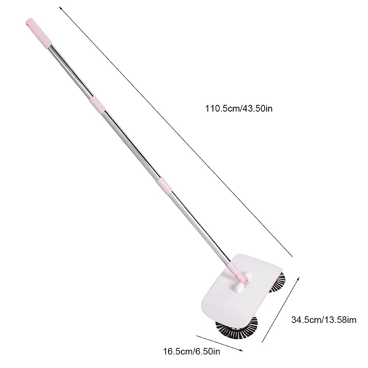 Household Hand Push Sweeper Sweeping Machine Mop Broom Dustpan Floor Cleaning Tools with Large Capacity Dust Box for Home (Pink)
