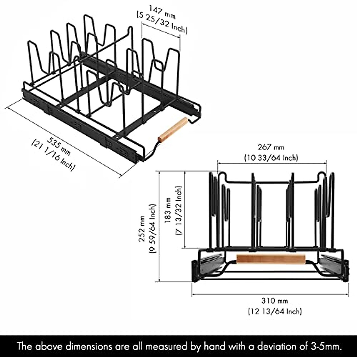 KES Pull Out Cabinet Organizer, Pot and Pan Organizer for Cabinet 12" W * 21" D Cookware Organizer Slide Out for Pans, Pots, and Lids Matte Black Under Sink Organizers and Storage, KPR500W30D53-BK