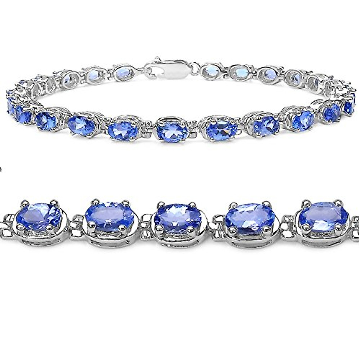 Genuine Oval Cut Tanzanite Tennis Bracelet for Women Crafted in Sterling Silver| 7.25 inches|Bracelets for Women