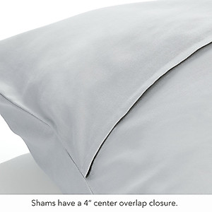 Nate Home by Nate Berkus 300TC 3-Piece Luxe Cotton Sateen Duvet Cover | Ultra Soft, Cool, Bedding Set from mDesign - King Size - 1 Duvet Cover/2 Pillow Shams, Quartz (Light Gray)