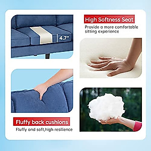 L Shaped Couch sectional Sofa Fabric Sofa Small Sofa Convertible Sofa for Small Living Room, Apartment and Small Space,Navy Blue