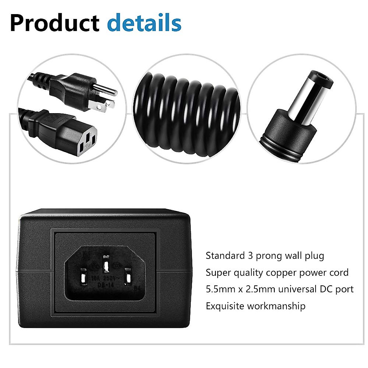 SHNITPWR 12V 6A AC DC Power Supply Adapter Converter 100V~240V AC to DC 12 Volt 6 Amp 72W LED Driver Transformer with 5.5x2.5mm Plug for 5050 3528 LED Strip 3D Printer CCTV Security System LCD Monitor