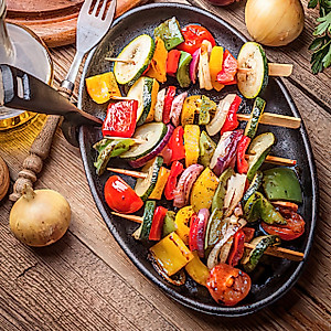 3.5 Inch Bamboo Skewers 100PCS Food Appetizer Toothpicks Wide Flat Paddle Bamboo Wood Picks for Cocktail, Marshmallow, Fruit, Grilling, Drink, BBQ, Barbecue, Yakitori Chicken, Fondue, Roasting