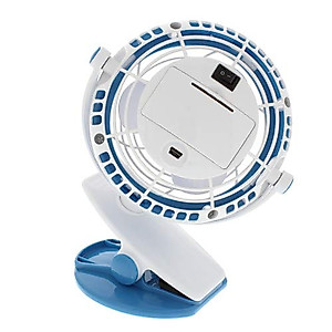 Comfort Zone CZBT4BL 4” USB or Battery Powered Dual Base Combo Clip-on or Desk Fan, Single Speed Setting, Adjustable Tilt, Lightweight, Blue